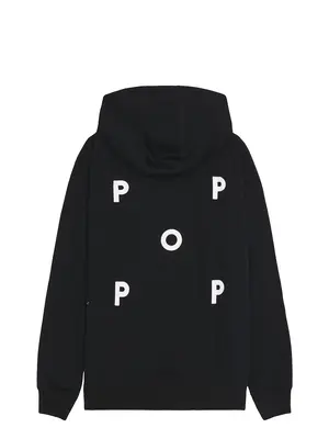 POP TRADING COMPANY Logo Hooded Sweatshirt - Black & White