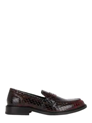 VINNY'S Townee Penny Loafer - Dark Brown Python Pattern