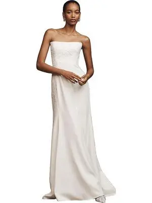 Jenny Yoo Tricia Fit & Flare Gown With Appliqu - Ivory