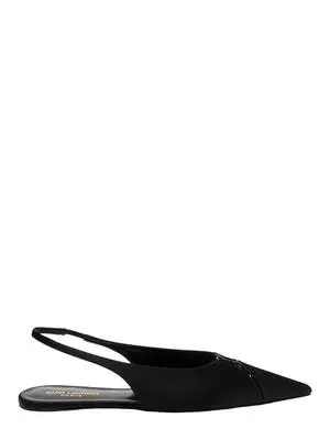 Saint Laurent Babylone Satin Slingback Flats - Black