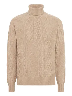Boggi Milano Knit Polo Neck Sweater - Brown