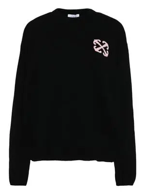 Off-White Wool-cashmere Blend Jumper With Arrows Motif - Black