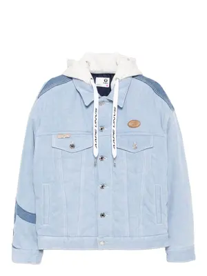 AAPE BY *A BATHING APE® Logo Patched Denim Jacket - Blue