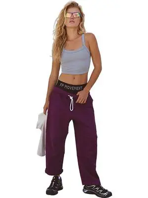 Free People Top Score Barrel Pants - Deep Mulberry
