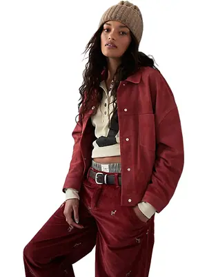 Free People We The Free Opal Swing Suede Jacket Chili Oil