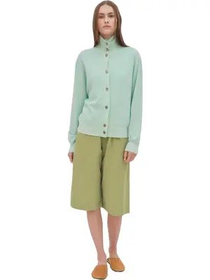 Rosetta Getty Turtleneck Merino Wool Cardigan - Green