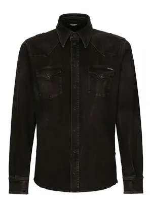 Dolce & Gabbana Distressed-effect Denim Shirt - Black