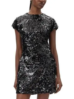 GANNI Sequin Mini Dress - Black