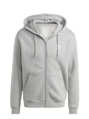 Adidas Trefoil Essentials Full-zip Hoodie - Medium Grey Heather