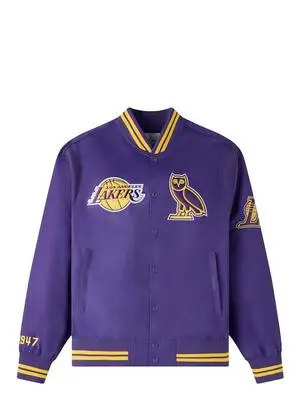 OVO X Nba Los Angeles Lakers Satin Varsity Jacket - Purple