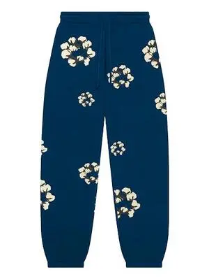 DENIM TEARS X Cpfm Cactus Tears Wreath Sweatpants - Navy Blue