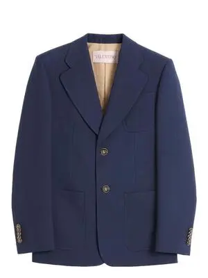 Valentino Garavani Single-breasted Wool Gabardine Jacket - Blue