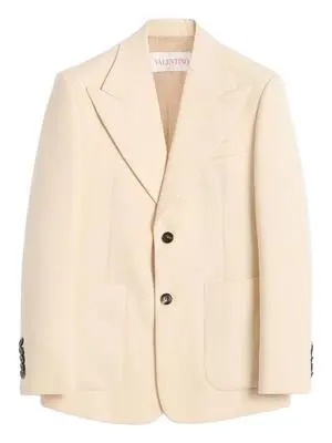 Valentino Garavani Single-Breasted Wool Gabardine Jacket Butter