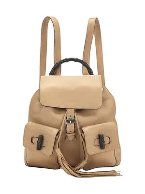 GUCCI Leather Bamboo Tassel Backpack