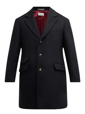 Brunello Cucinelli Traditional Fit Wool Overcoat - Black
