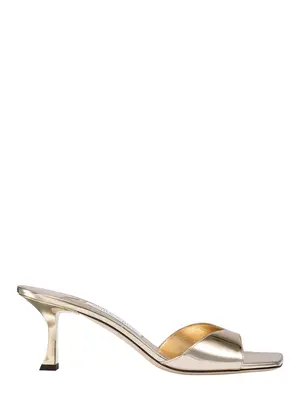 JIMMY CHOO Skye Metallic Leather Slide Sandals - Gold