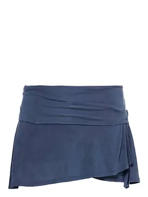 PEACHY DEN Flared-hem Stretch-woven Skort - Denim Blue