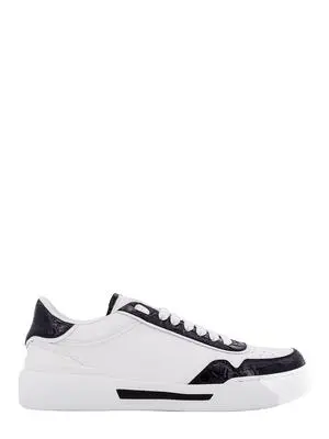Dolce & Gabbana New Roma Sneakers With Crocodile Detail - White