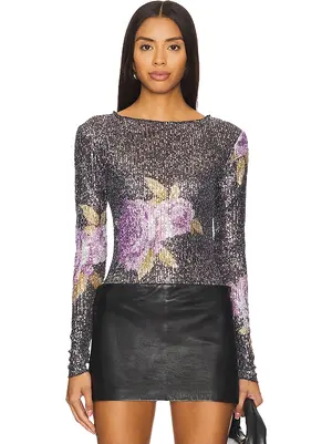 Free People X Intimately Fp Printed Gold Rush Long Sleeve - Black Combo