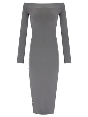 Elisabetta Franchi Steel Knitted Midi Dress - Grey