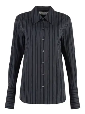Tory Burch Striped Cotton Shirt - Grey