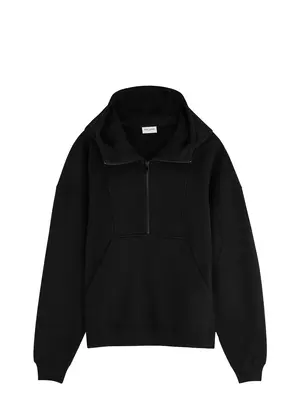 Saint Laurent Panelled Half-zip Hooded Sweatshirt - Black