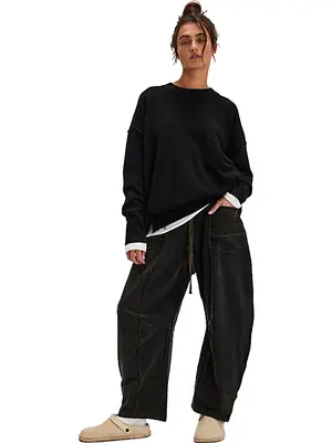 Free People Kaiden Barrel Pants Black