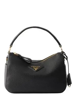 Prada Prada Small Grained Leather Top Handle Bag Black