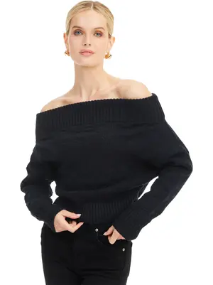 Allison Alba Off-the-shoulder Sweater - Black