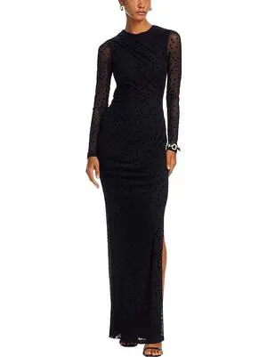 Black Halo Makira Clip Dot Maxi Dress - Dashing Dots