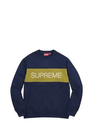 Supreme Zig Zag Stitch Panel Crewneck Sweatshirt - Navy Blue