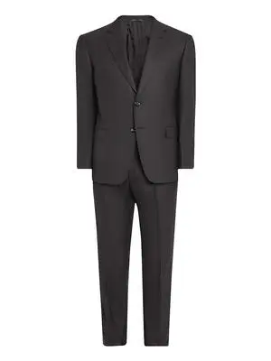 Giorgio Armani Basic Wool Two-piece Suit Solid Black