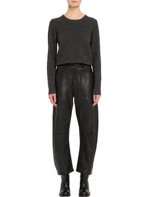 NILI LOTAN Shon Barrel Leather Pants - Black