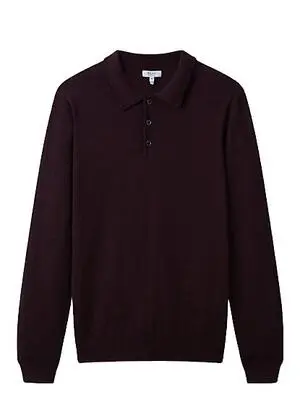 REISS Trafford Polo-collar Slim-fit Wool Jumper - Dark Bordeaux