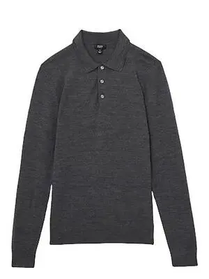 REISS Trafford Polo-collar Slim-fit Wool Jumper - Derby Grey Marl