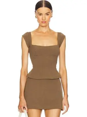 WeWoreWhat Cap Sleeve Corset Top - Kangaroo