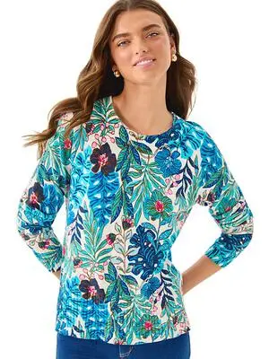 Lilly Pulitzer® Salima Crewneck Sweater Breezy Aqua Best Fronds Forever