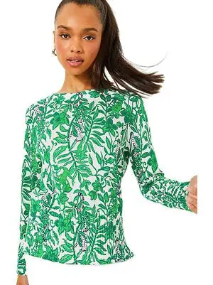Lilly Pulitzer® Salima Crewneck Sweater Fiddle Leaf Green Lil Escape Plan