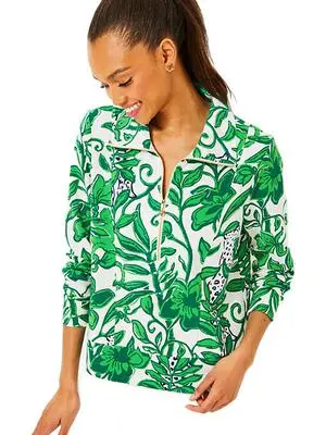 LILLY PULITZER UPF 50+ Eleni Pullover Fiddle Leaf Green Escape Plan
