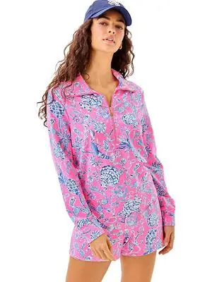 LILLY PULITZER UPF 50+ Eleni Pullover Rousseau Pink Barefoot Beachcombers