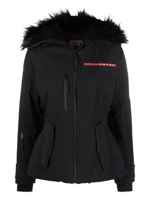 Prada Logo-patch Hooded Jacket - Black