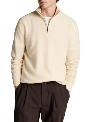 Vince Thermal Quarter Zip Polo Sweater Bone