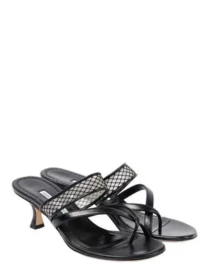 Manolo Blahnik Sulna 50 Leather Mules - Black