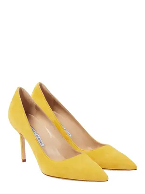 Manolo Blahnik Bb 90 Suede Pumps - Yellow