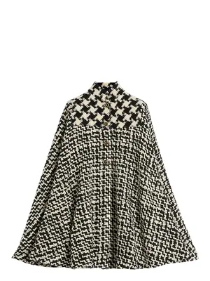 Valentino Garavani Tweed Houndstooth Wool Cape - Ivory Black