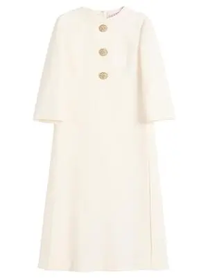 Valentino Garavani Quarter-sleeve Wool Midi Dress - White