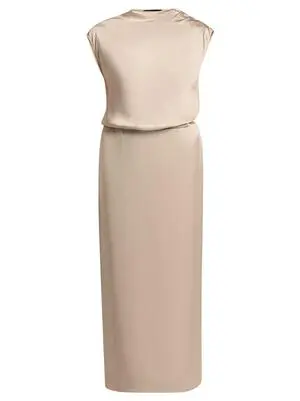 Giorgio Armani Long Double Satin Cowl-neck Dress - Biege