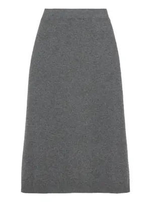 Brunello Cucinelli Cashmere Midi A-line Skirt - Gray