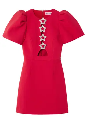 Rebecca Vallance Akari Crystal-embellished Cady Mini Dress - Red