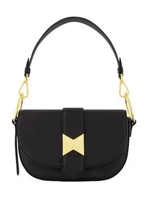 Mac Duggal Mac Duggal Grain Leather Saddle Bag Black